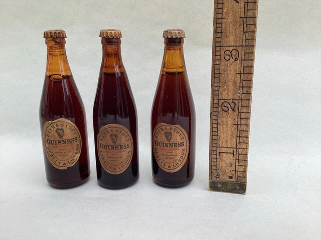 3 VINTAGE COLLECTIBLE miniature Guinness Extra Stout bottles £5.92 ...