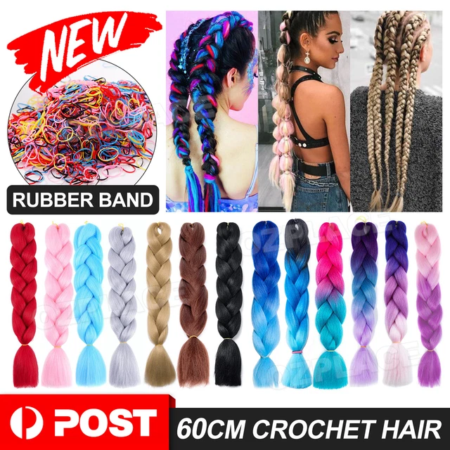 JUMBO BRAIDING HAIR 60cm Hair Extensions Crochet Synthetic Fiber Braid ...