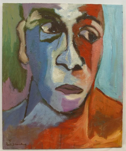 (B1418) OIL PAINTING "Portrait ~ Sad Clown" Paul Schneeberg 2005 ...
