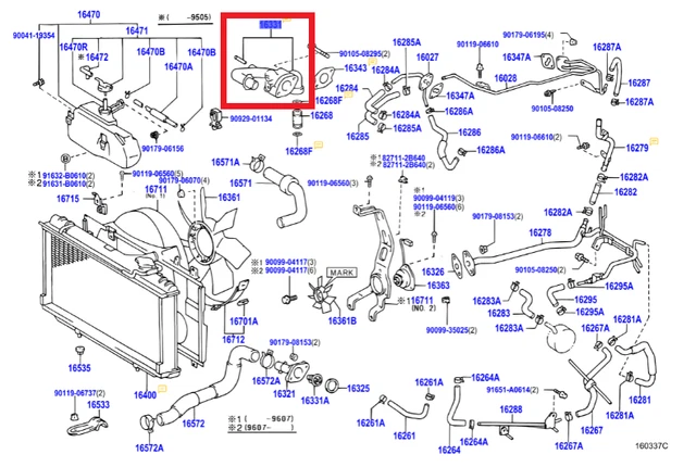 GENUINE TOYOTA SUPRA 2JZ Engine Coolant Outlet Flange/Pipe 16331-46080 ...