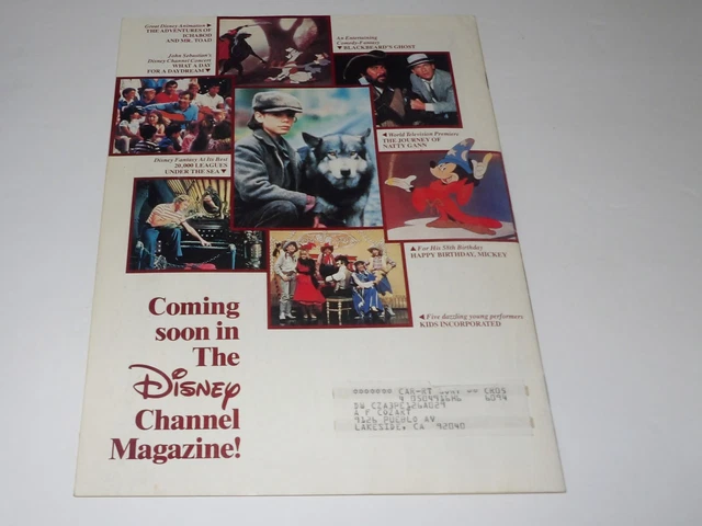 THE DISNEY CHANNEL Magazine - Sept-Oct 1986 - World Premiere Pinocchio ...