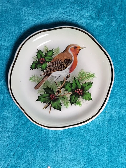 BOXED ROYAL WORCESTER Spode Vintage Robin Christmas Holly Plate Palissy ...