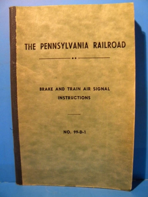 PENNSYLVANIA RAILROAD BRAKE Train Air Signal Instructions 1953 PRR £9. ...