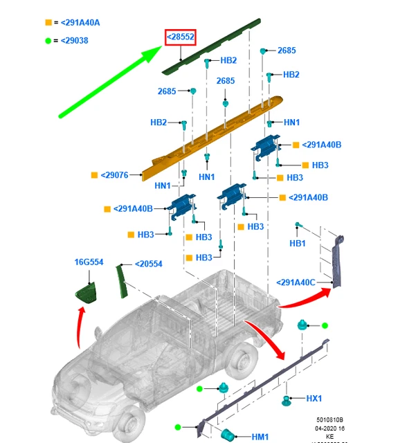 FORD RANGER T6 MK1 Pick Up Box Rail Left Bracket 1801051 NEW GENUINE £ ...