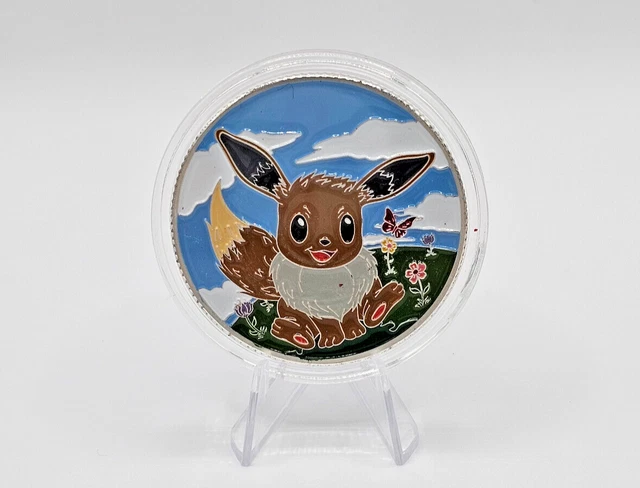 POKEMON GOTTA CATCH 'Em All Eevee Enameled 1 oz Silver Round Coin £76. ...