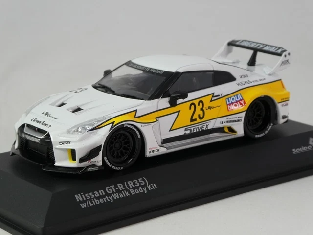 SOLID NISSAN GT-R (R35) Liberty Walk Body Kit White Yellow 2020 1/43 ...