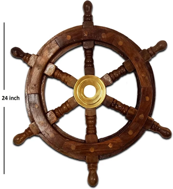 ROUE DE BATEAU en bois de Sheesham nautique de 24 po avec cadeaux de... EUR 118,44 - PicClick FR