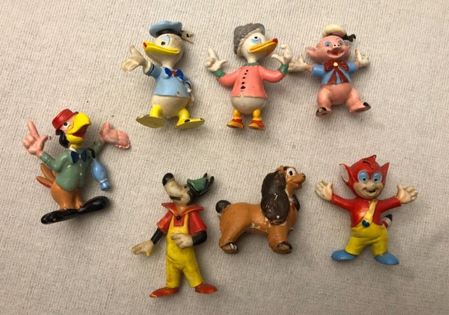 WALT DISNEY FIGUREN 7 Gummifiguren ca. 5-6 cm hoch Donald Duck Susi ...