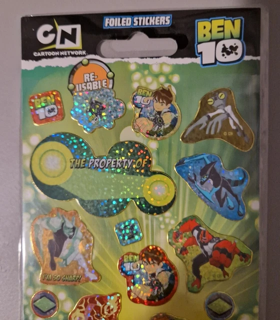 RARE BEN 10 Foil Sticker Sheet Omnitrix Watch Stickers Cartoon Network ...