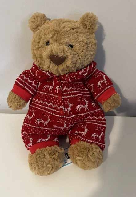JELLYCAT BARTHOLOMEW BEAR in Winter Pyjamas BRAND NEW WITH TAGS £70.00 ...