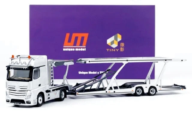 MB MERCEDES BENZ Actros - Double Decker Car Trailer - silver - UNIQUE 1 ...