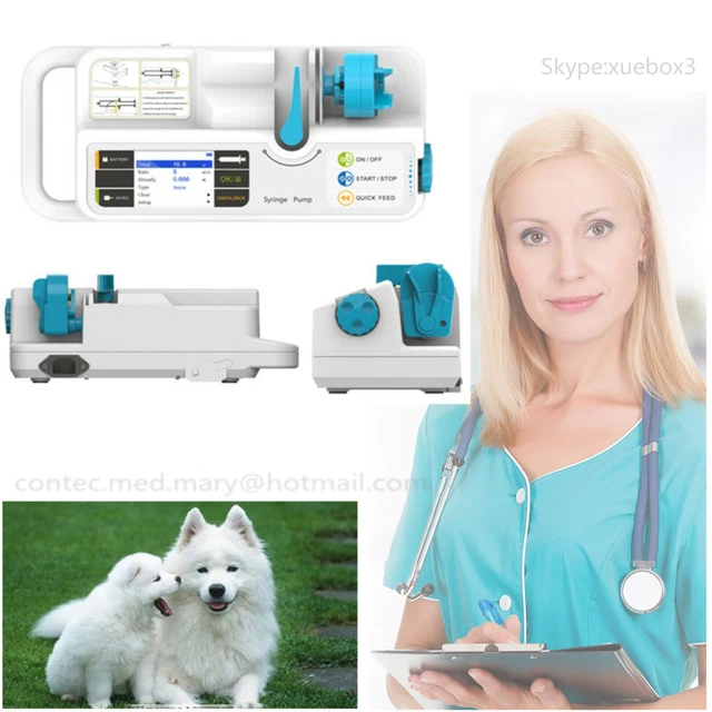 VET INJECTION INFUSION Syringe Pump Injector Audible Visual Alarm Fluid ...