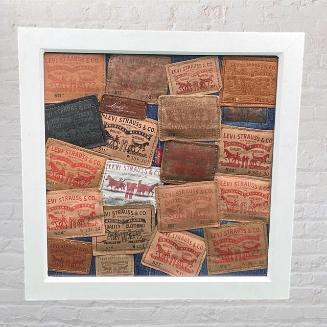 VINTAGE LEVI’S ART Frame | Levi’s Jeans Tab’s Multi Patches Wall Art £ ...