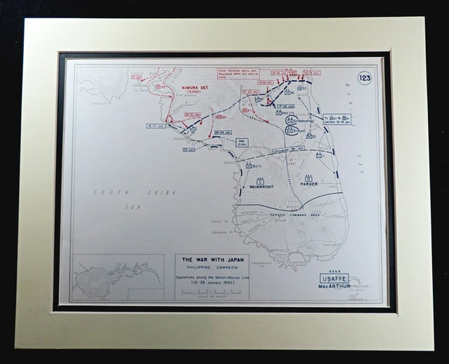 WW2 MILITARY MAP Philippines USAFFE Orion Bagac Line Wainwright USMA ...