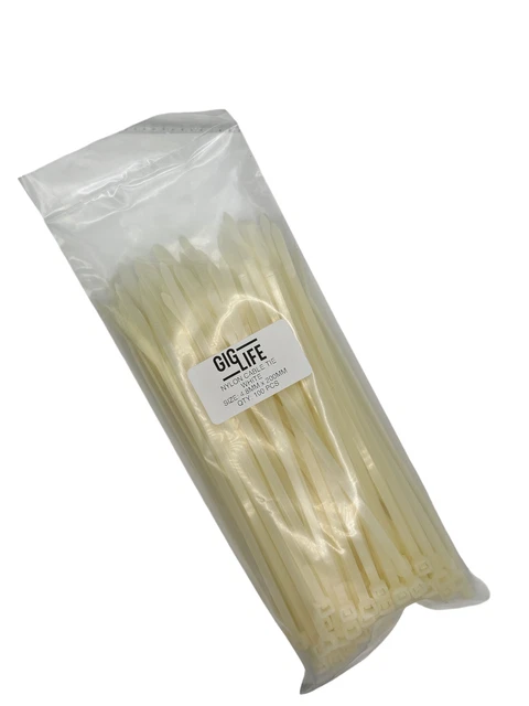 CABLE TIES - Off White - 4.8mm x 200mm Long - Pack of 100 $5.55 ...