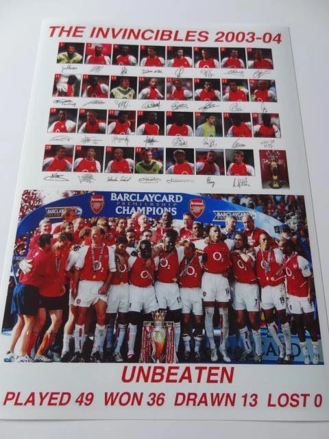 ARSENAL FC 2003-04 The Invincibles Unbeaten Season Exclusive A4 Signed ...
