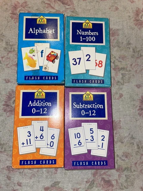 SCHOOL ZONE FLASH Cards Bundle:Numbers 1-100, Alphabet,Addition 0-12 ...