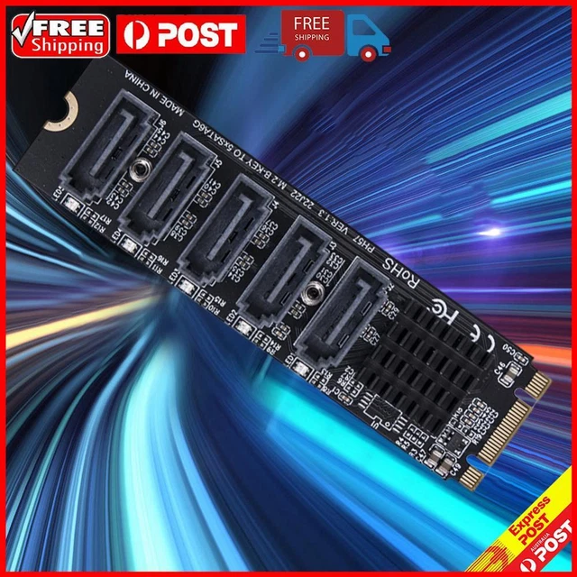 M.2 MKEY PCI-E Riser Card NVME To SATA Expansion Card Converter SATA3.0 ...