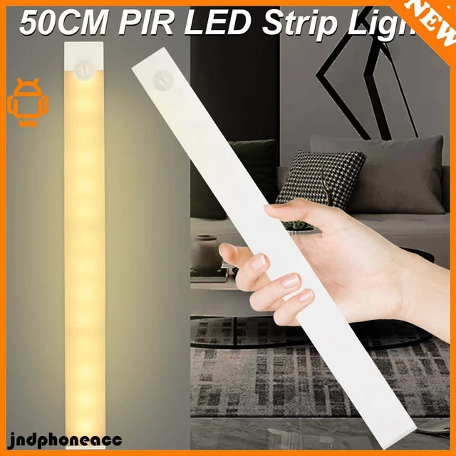 50CM LED STRIP Night Light Warm Rechargeable Kitchen Hallway PIR Motion ...