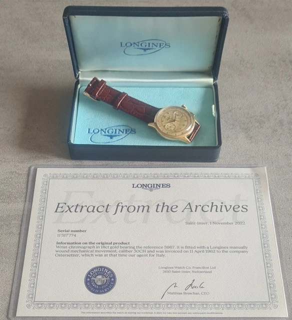 MONTRE CHRONOGRAPHE LONGINES Chronographe 5967 Flyback 30CH or Rose 18K ...