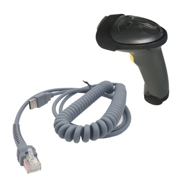 DURABLE USB CABLE for Symbol LS2208 Barcode Scanner, 9ft Coiled Type A ...