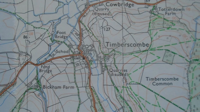 RARE ORDNANCE MAP Minehead 1980. Dunster, Porlock, Dunkery ...