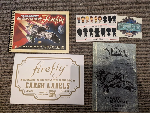 FIREFLY CARGO LABELS (Sealed) Works Brochure, Stickers, Flight Manual ...