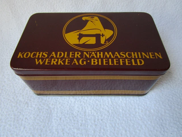 SCHÖNE ALTE BLECHDOSE Kochs Adler Nähmaschinen Werke AG Bielefeld seltene Dose EUR 39,00 ...