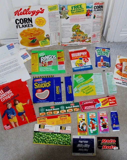 GROUP OF ORIGINAL 1970s/80s Advertising sweet/crisp Wrappers etc £52.72 ...
