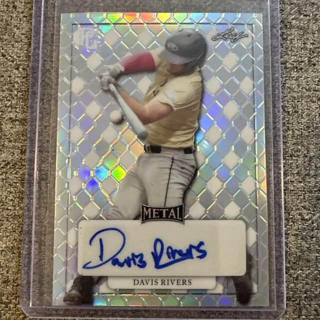 2022 LEAF PERFECT Game Vitrine nationale DAVIS RIVERS métal auto arc-en ...