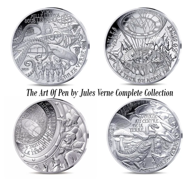 FRANCE 2025 JULES Verne Complete Set of 4 Proof Silver Coins The Art of ...