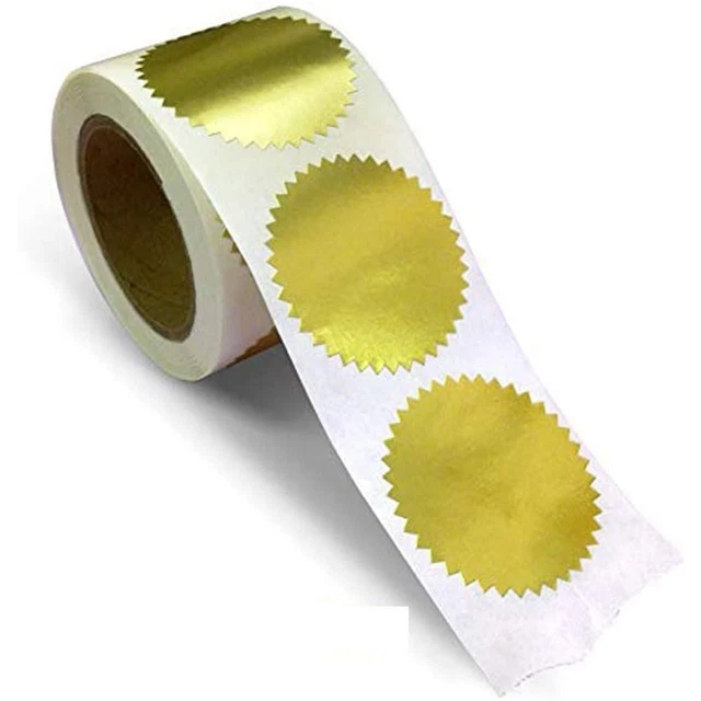 ROUND AWARD STICKERS Gold Paper Labels Steel Seal Label Certificates ...