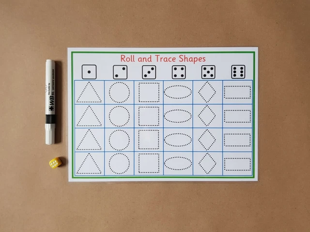 ROLL AND TRACE shapes, tracing 2D shapes, numeracy, EYFS, KS1, teaching ...