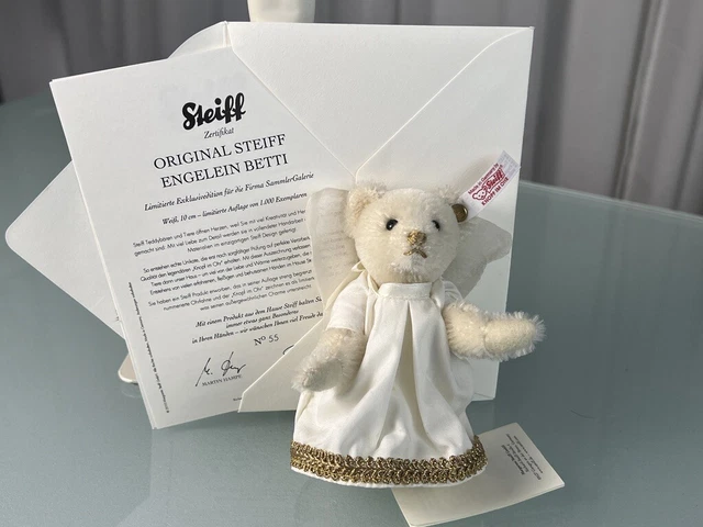 STEIFF ANIMAL TEDDY Bear 657306 Angel Betty Ornament 10cm. Excellent ...