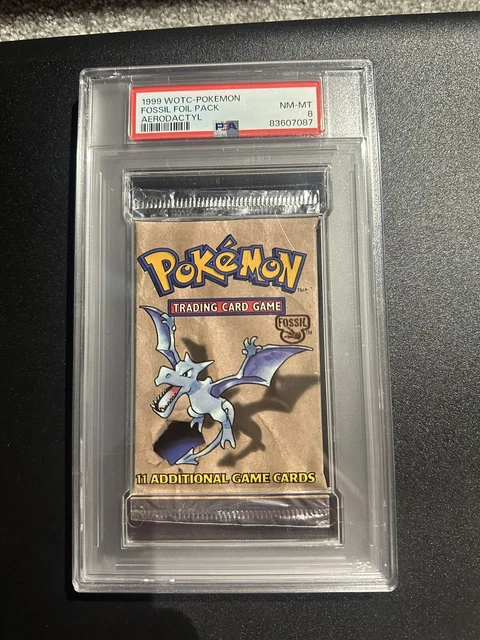 POKEMON FOSSIL BOOSTER PSA 8 Graded Pack Aerodactyl Artwork Heavy 21 ...