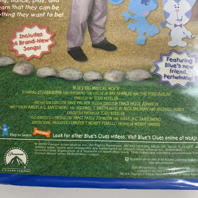 BLUE'S CLUE'S BLUE'S Big Musical Movie (VHS, Nickelodeon, 2000) Steven ...