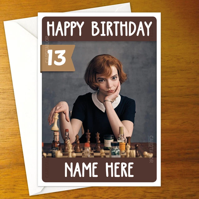 QUEEN'S GAMBIT PERSONALISED Birthday Card - anya taylor-joy chess beth ...