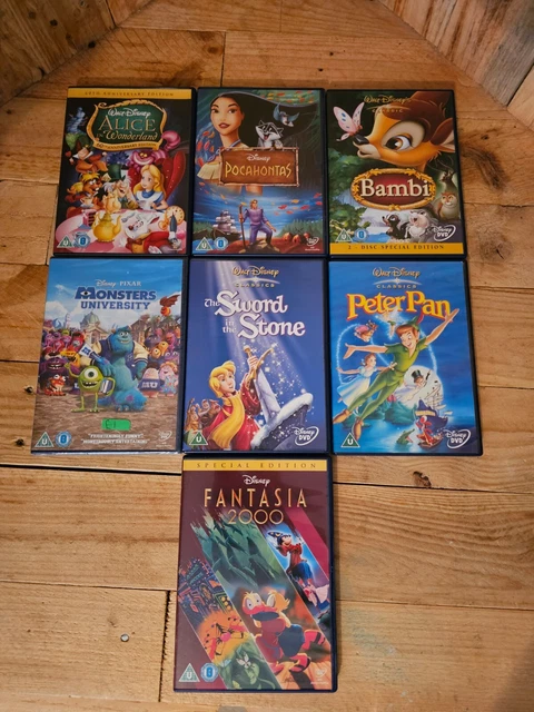 X13 DISNEY FILMS DVD Bundle - Sword In The Stone, Peter Pan, Bambi ...