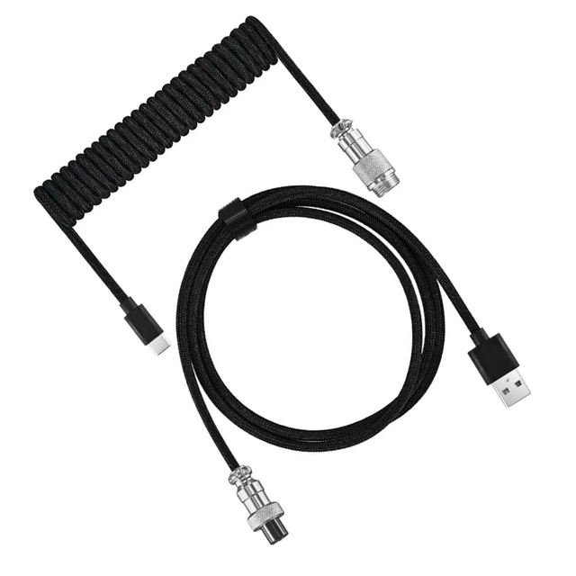 NEW COPPER&NYLON 3M Type C Mechanical Keyboard Coiled Cable USB ...