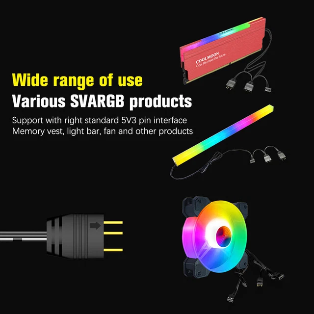 ARGB SPLITTER 5V 3 Pin 1 to 2/4 Universal 33.5cm Mainboard ARGB ...