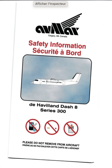 RARE SAFETY CARD AVMAR de Havilland Dash 8 Series 300 EUR 19,99 ...