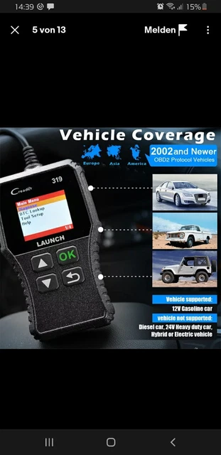 2025 LAUNCH CREADER CR319 KFZ OBD2 Diagnosegerät Auto Scanner ...
