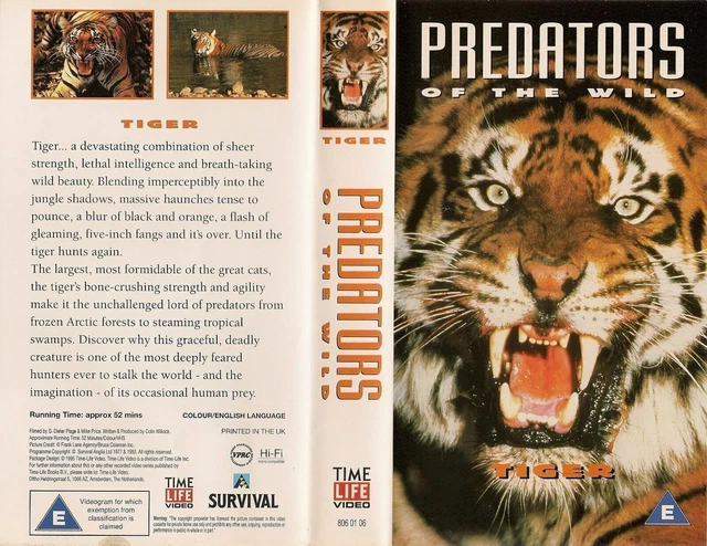 Predators Of The Wild Tiger Vhs Tape Eur 29 73 Picclick It