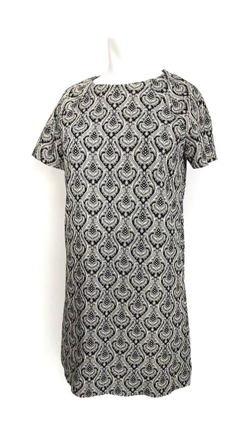 ZARA 60S TWIGGY Retro Pattern Raglan Sleeves Shift Navy White Tunic ...