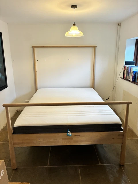 SOLID BIRCH KING Size Bed and Memory Foam Mattress IKEA Gjora £39.25 ...