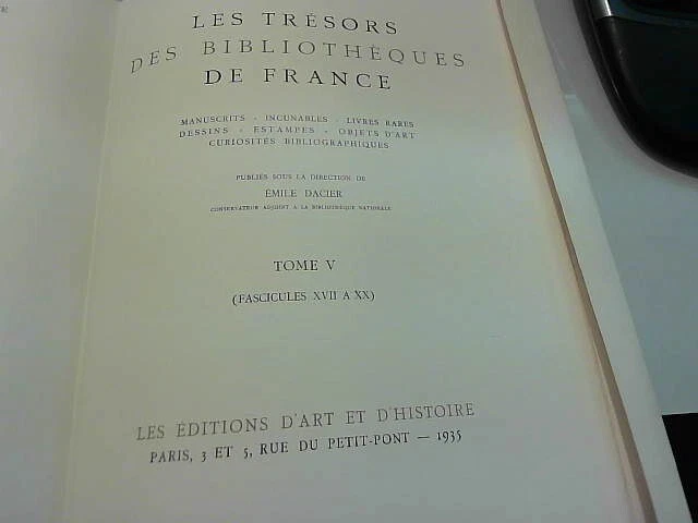 LES TRÉSORS DES bibliothèques de France N°5, fascicule XVII a XX) EUR 70,00 - PicClick FR