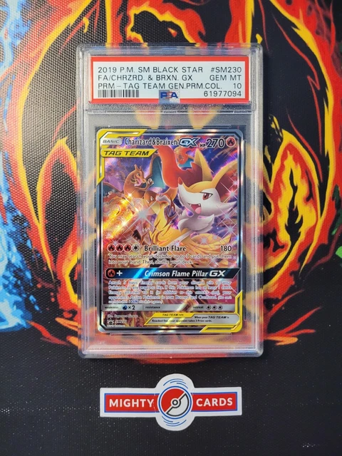 CARTE POKEMON CHARIZARD & Braixen GX SM230 Tag Team Holo PSA 10 GEM COMME NEUF EUR 169,99 ...