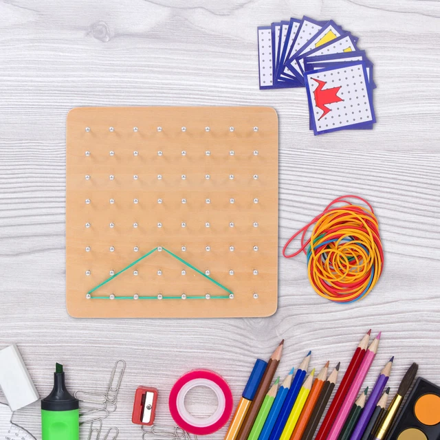 GRAPHING PEG BOARD Geometric Shape Learning Tools Wooden Toys Geoboards ...