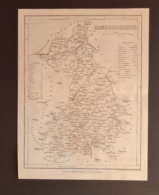 ANTIQUE (C. 1860) map of Cambridgeshire from Dugdale's England & Wales ...