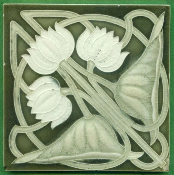JUGENDSTIL FLIESE KACHEL, Art Nouveau Tile, Tegel, NSTG, Seerose ...